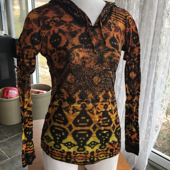 Christina | Tops | Christina Small Bling Hooded Shirt | Poshmark